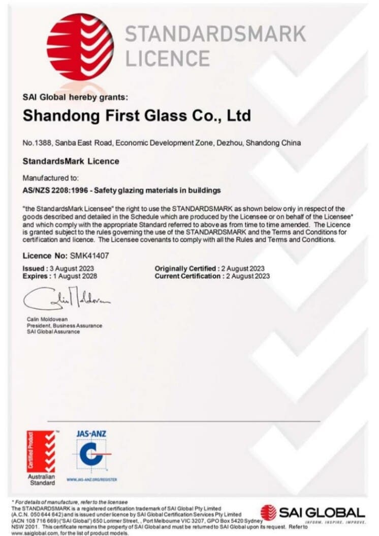 Certificate | First Glass China Wholesale